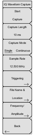 IQ Waveform Capture Menu (Option 24)